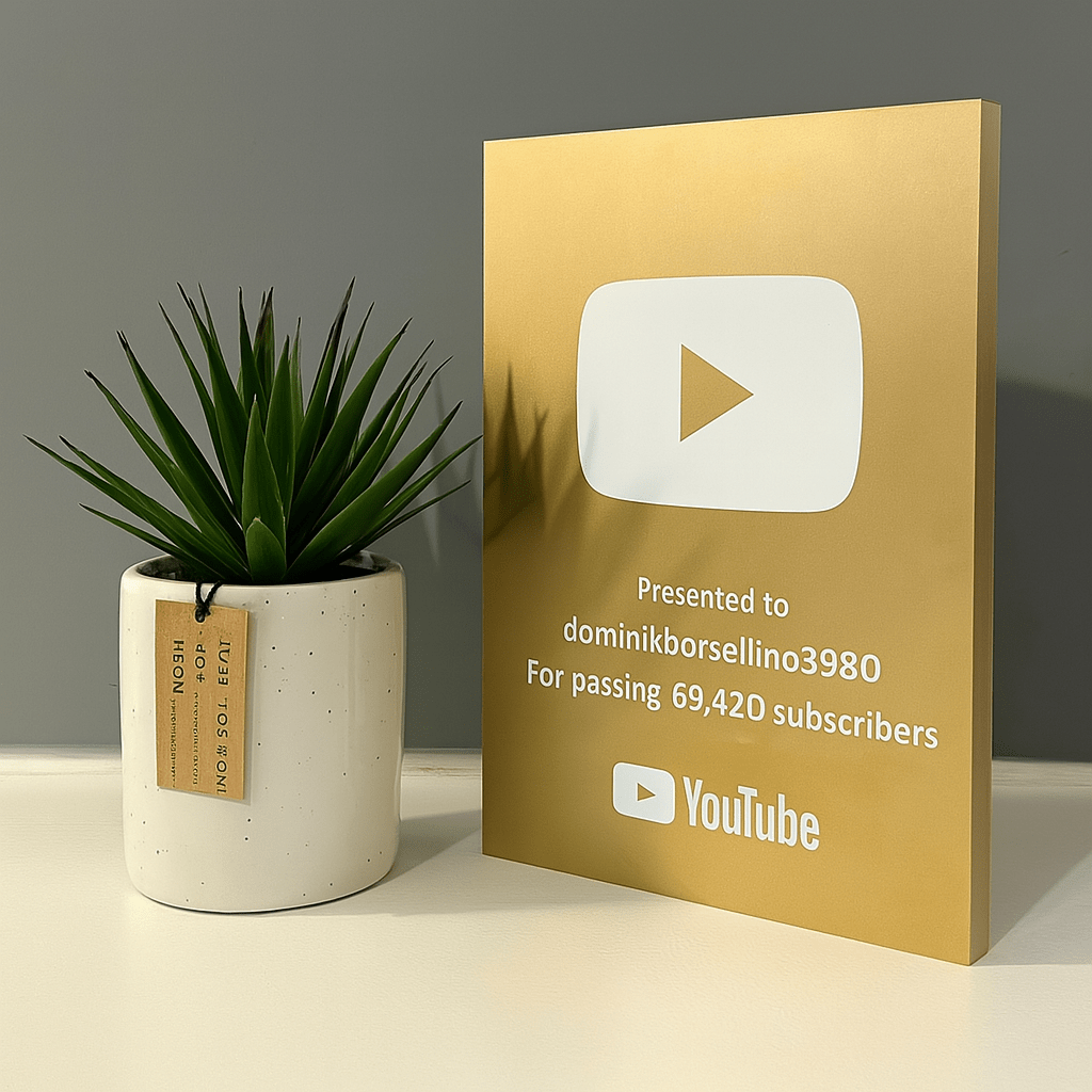 Personalised YouTube Play Button Plaque – Custom Channel Award – Plaque ...
