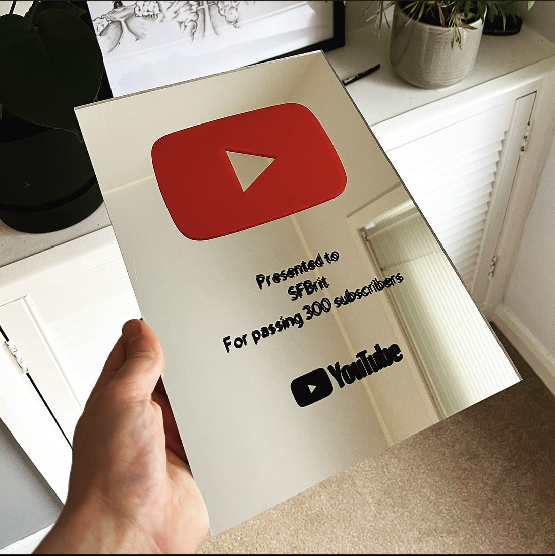 Personalised YouTube Play Button Plaque - Custom Channel Plaque ...