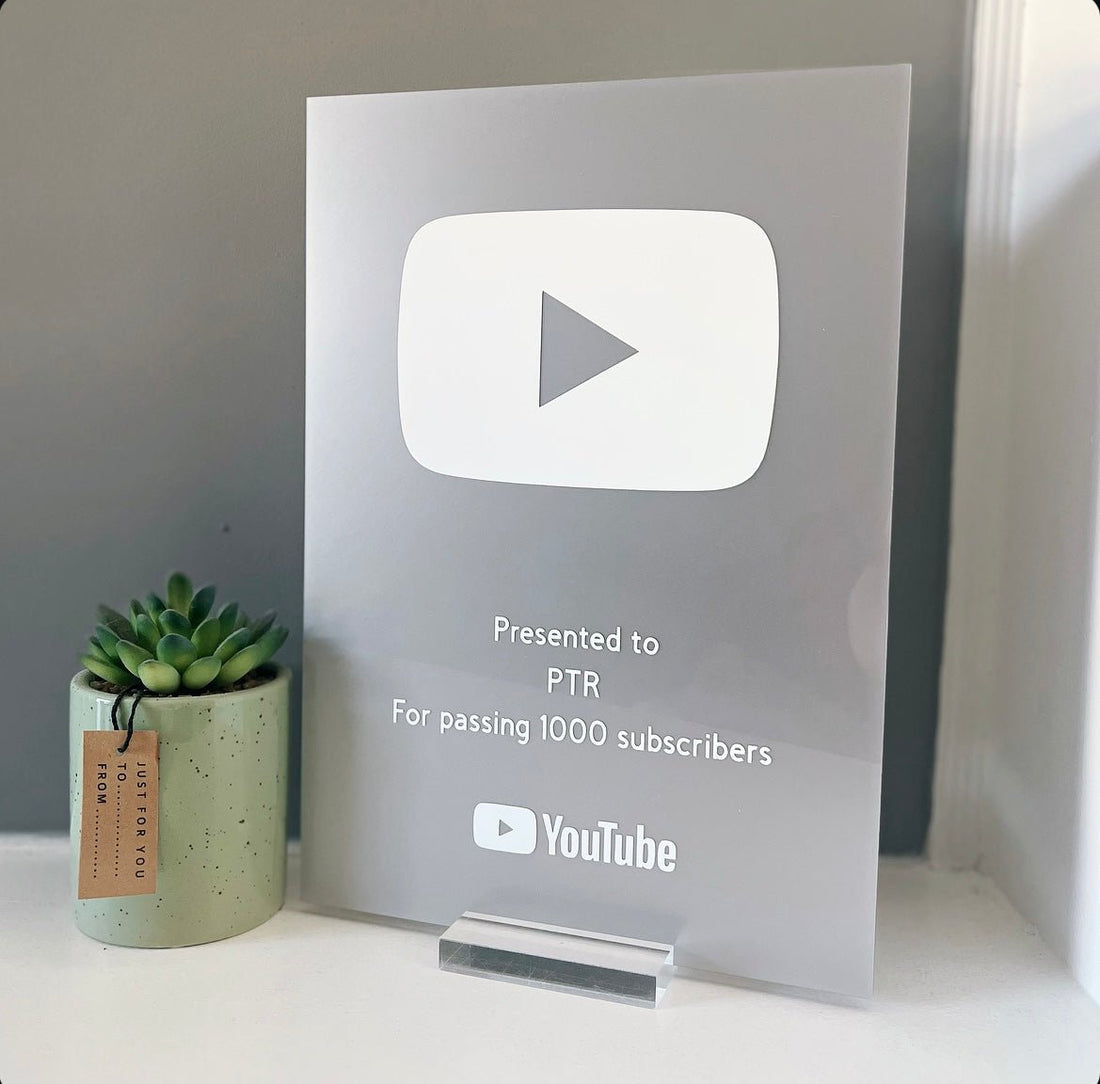 Personalised YouTube Play Button Plaque - Custom Channel Plaque ...