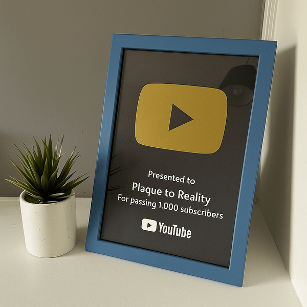 Personalised YouTube Play Button Frame – Custom Channel Award – Plaque ...